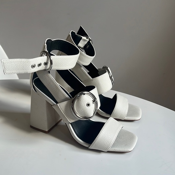 Topshop | Shoes | Topshop White Block Heel Sandals | Poshmark